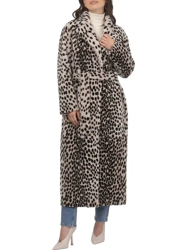 Gorski Reversible Genuine Shearling Coat - Beige/black Spotted/gold