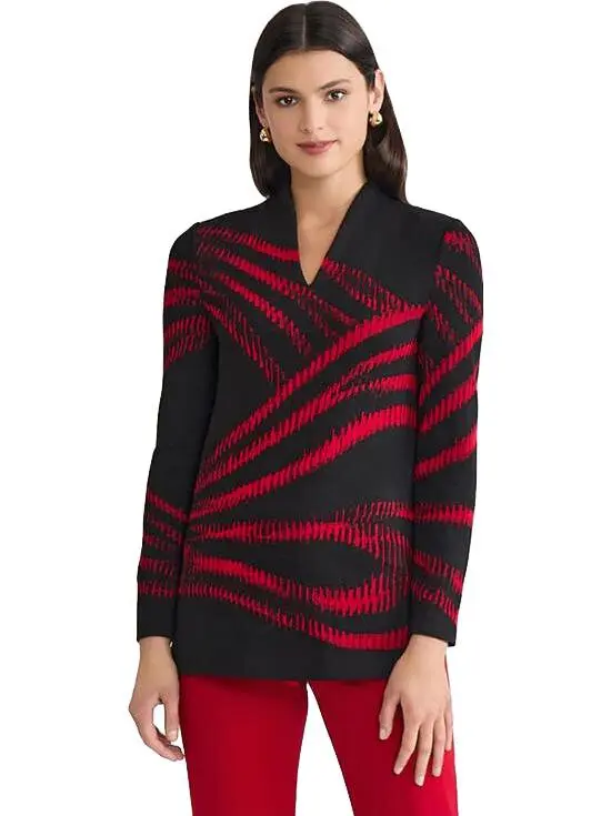 Ming Wang Jacquard Soft Knit Tunic - Holiday/black
