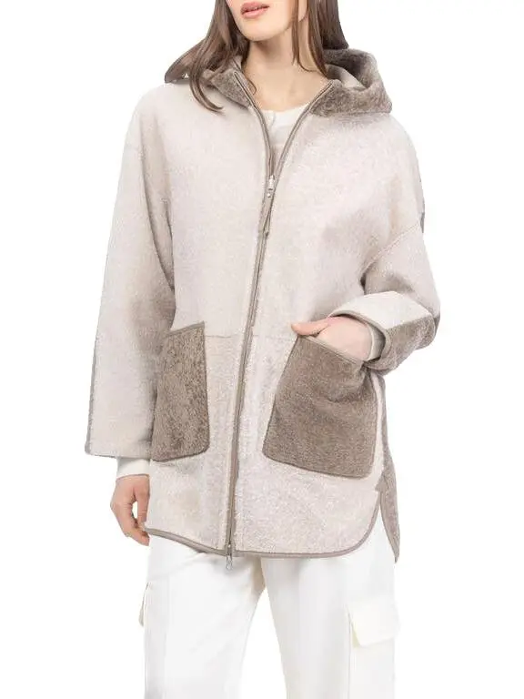 Gorski Textured Genuine Shearling Parka - Beige/taupe