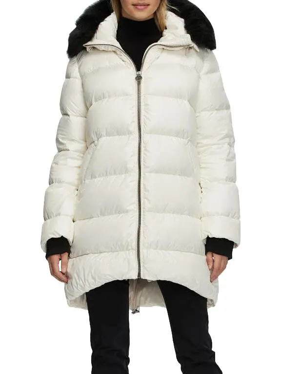 Gorski Apres-ski Down Jacket With Detachable Shearling Hood - Ivory/black