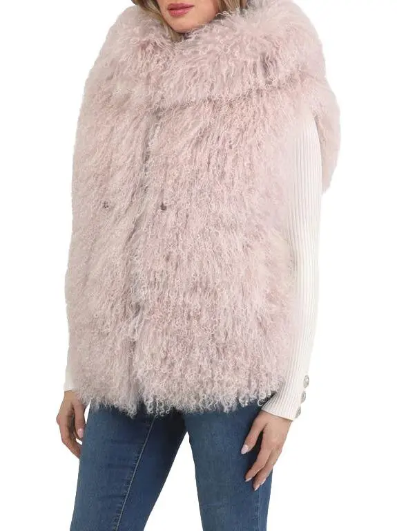 Gorski Reversible Shearling Vest With Cashmere And Wool Back - Pink/black