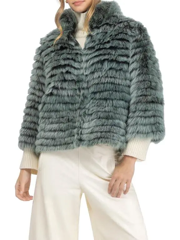 Gorski Genuine Shearling Layered Jacket - Emerald Brisa