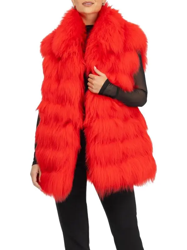 Gorski Genuine Shearling Vest - Red