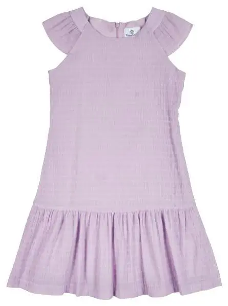 FLORENCE EISEMAN Crinkle Lawn Dress With Shirred Hem Ruffle - Light Purple