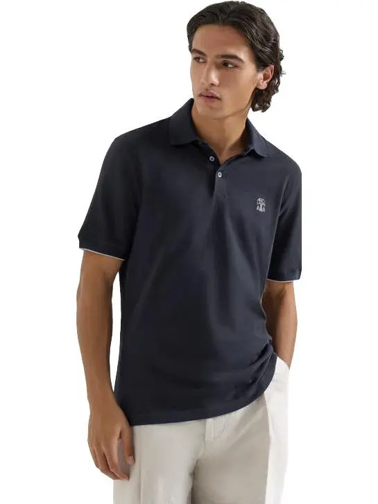 Brunello Cucinelli Piqué Polo Shirt - Navy Blue