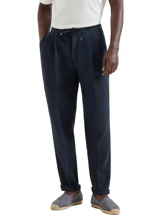 Brunello Cucinelli Trousers With Drawstring - Navy Blue