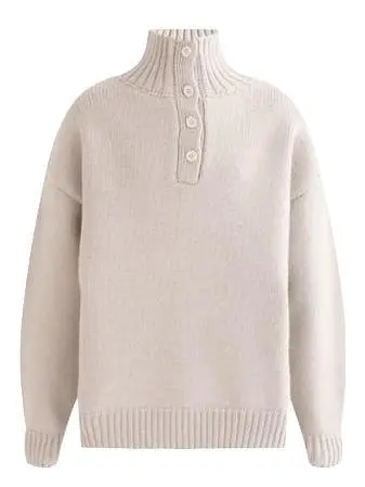 MOUSTACHE Button-up Ribbed Sweater - Beige