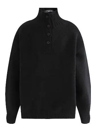 MOUSTACHE Button-up Ribbed Sweater - Black