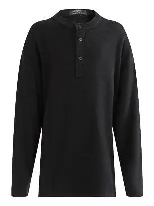 MOUSTACHE Three-button Henley Top - Black