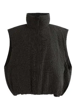MOUSTACHE Grid-pattern Quilted Vest - Black