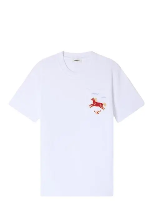 Sandro Embroidered Horse Cotton T-shirt - White