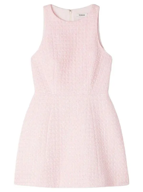 Sandro Sequin Embellished Tweed Dress - Pink