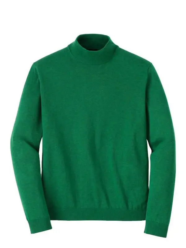PAUL FREDRICK Mock Neck Supima Cotton Sweater - Green