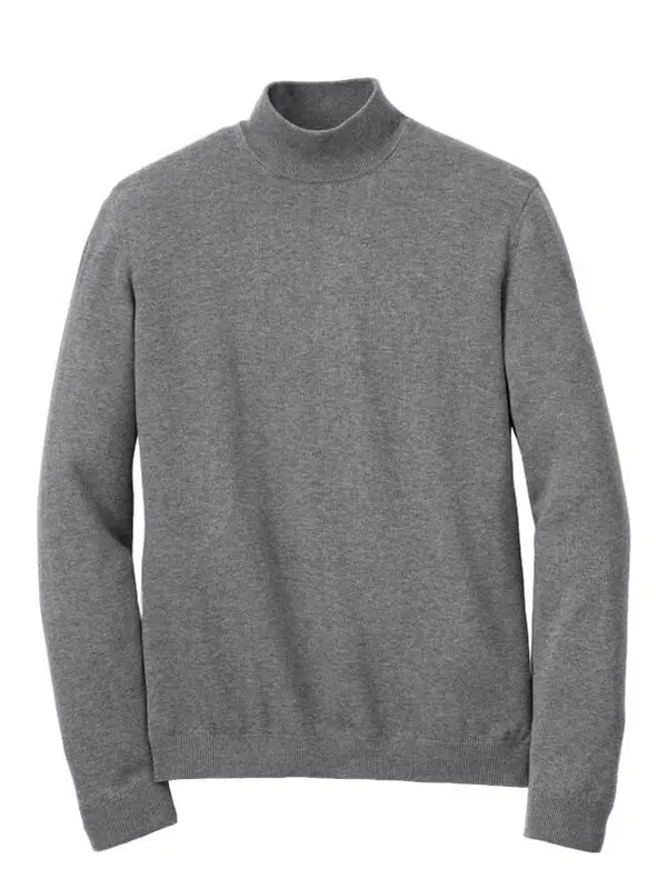 PAUL FREDRICK Mock Neck Supima Cotton Sweater - Medium Grey
