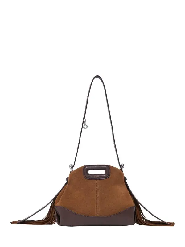 Maje Miss M Mini Bag In Leather And Suede - Camel/brown