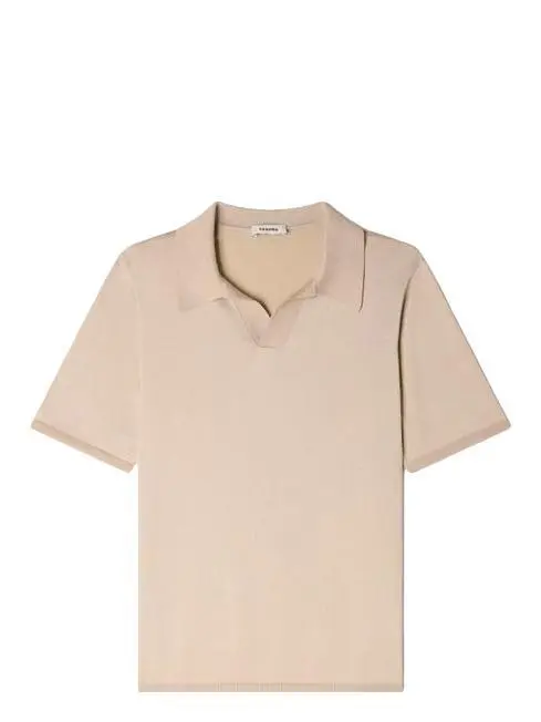 Sandro Short-sleeved V-neck Polo Shirt - Beige