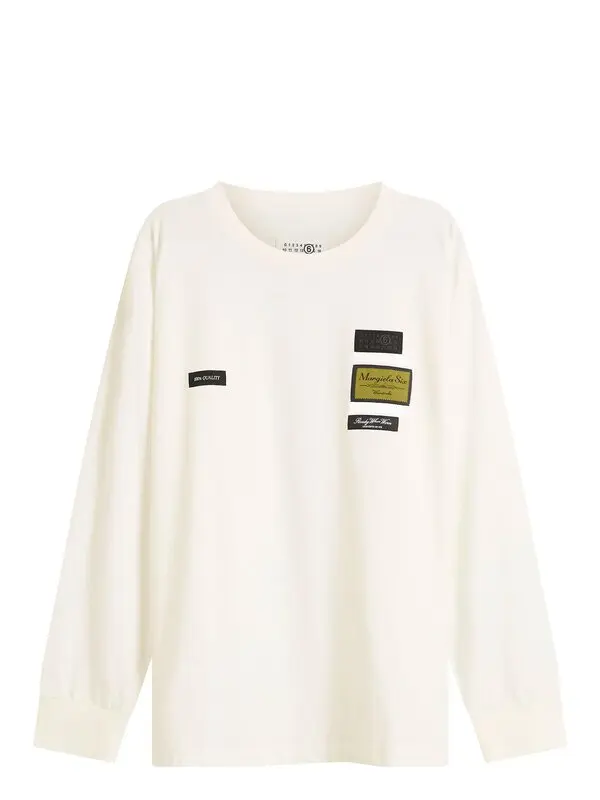 MAISON MARGIELA Tailored Labels Long Sleeve T-shirt - Off White