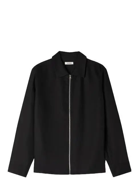 Sandro Loose-fit Zip-up Shirt - Black