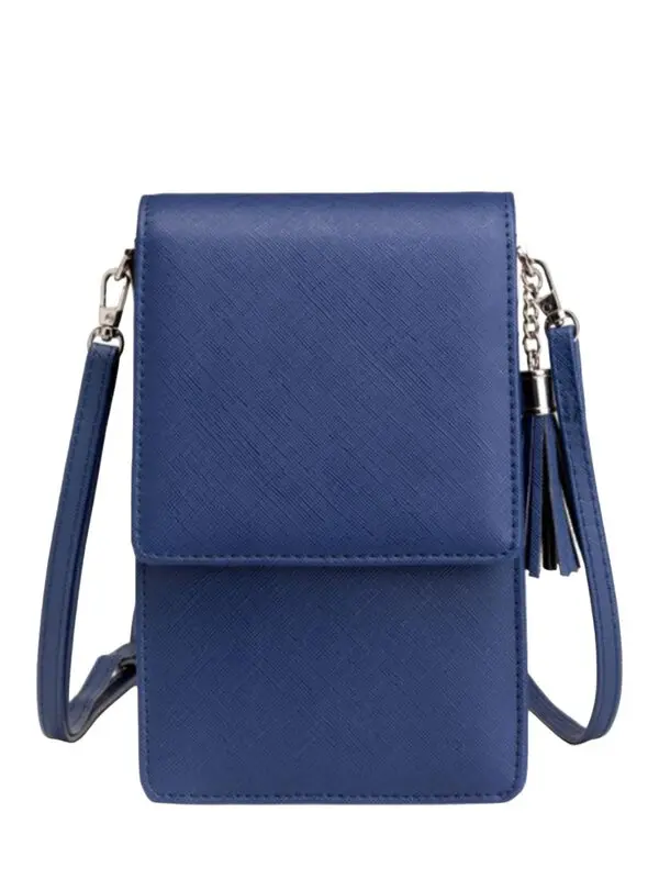 YOUZEY Vegan Saffiano Leather Crossbody Purse - Blue