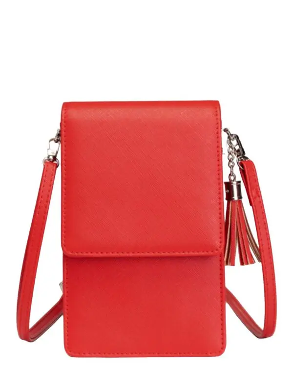YOUZEY Vegan Saffiano Leather Crossbody Purse - Red