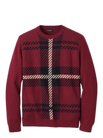 PAUL FREDRICK Cotton Crewneck Pullover - Burgundy