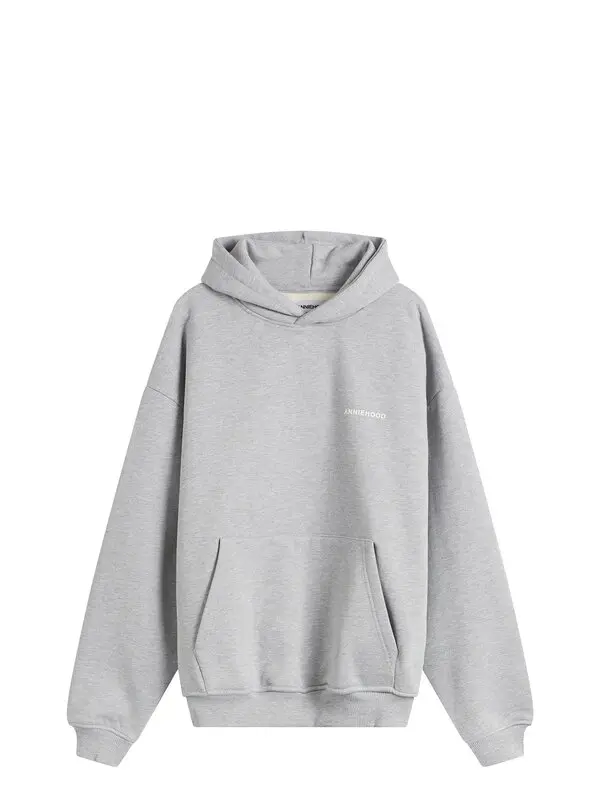 ANNIE HOOD Mini Logo Relaxed Fit Hoodie - Marl Grey