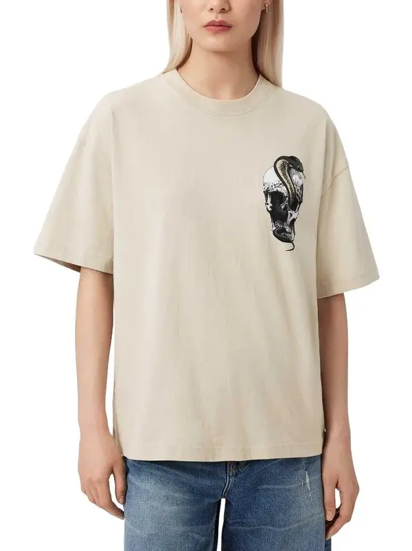 ALLSAINTS Cotton Graphic T-shirt - Almond White