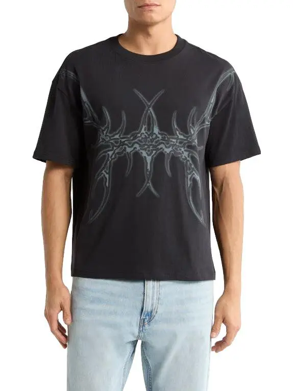 PACSUN Metallic Cyber Cotton T-shirt - Black