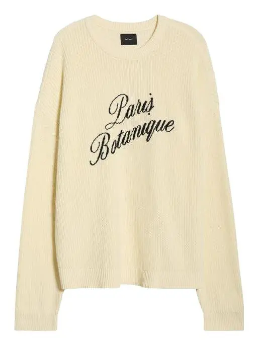PACSUN Paris Embroidered Cotton Sweater - Cream