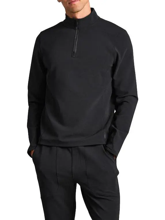 RHONE Covert Rib Quarter Zip Pullover - Black