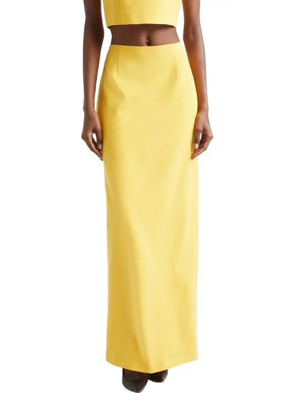 Carolina Herrera Stretch Virgin Wool Column Skirt - Daffodil
