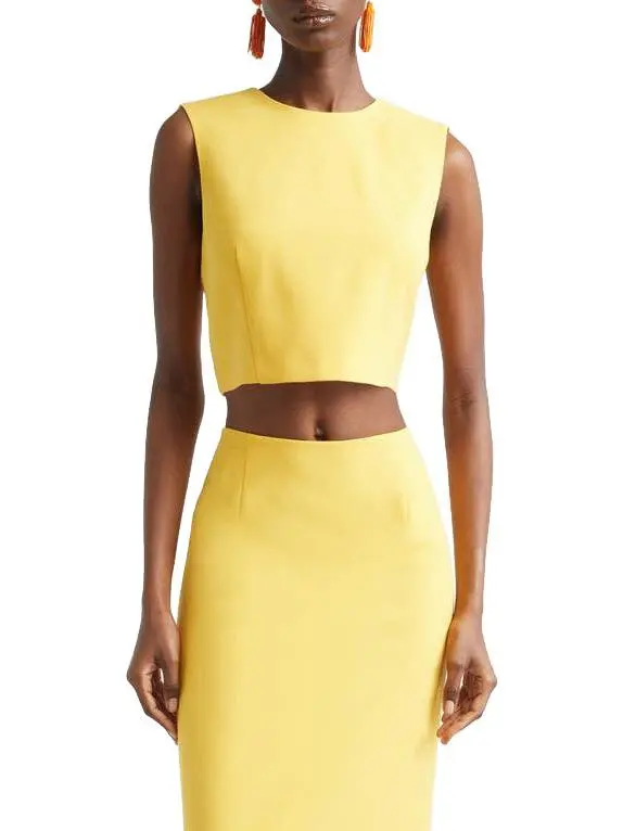Carolina Herrera Stretch Virgin Wool Crop Top - Daffodil