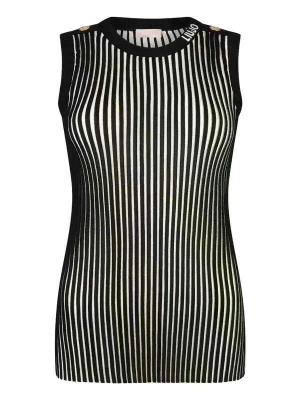 Liu Jo Striped Sleeveless Top - Black