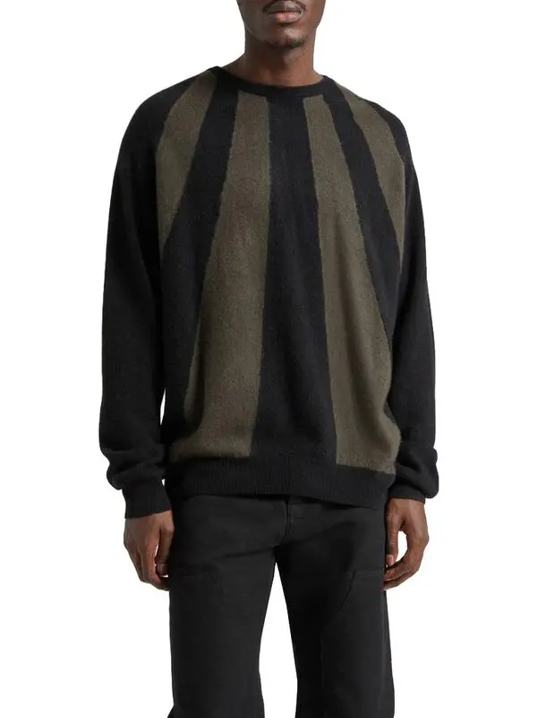 Frenckenberger Sunray Stripe Cashmere Sweater - Black/black Olive