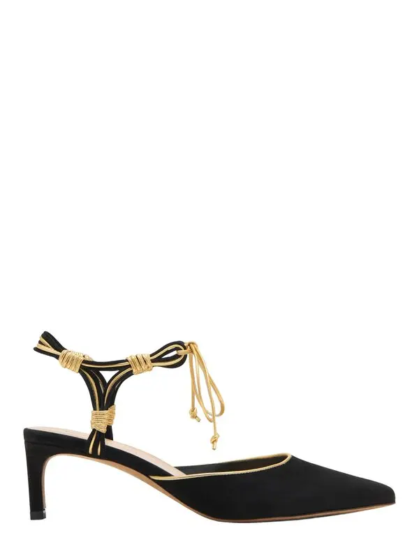 Ulla Johnson Aris Strappy Kitten Heels - Gold Noir