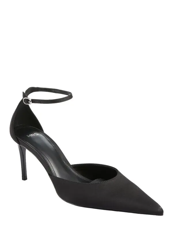Mango Satin Court Pumps - Black