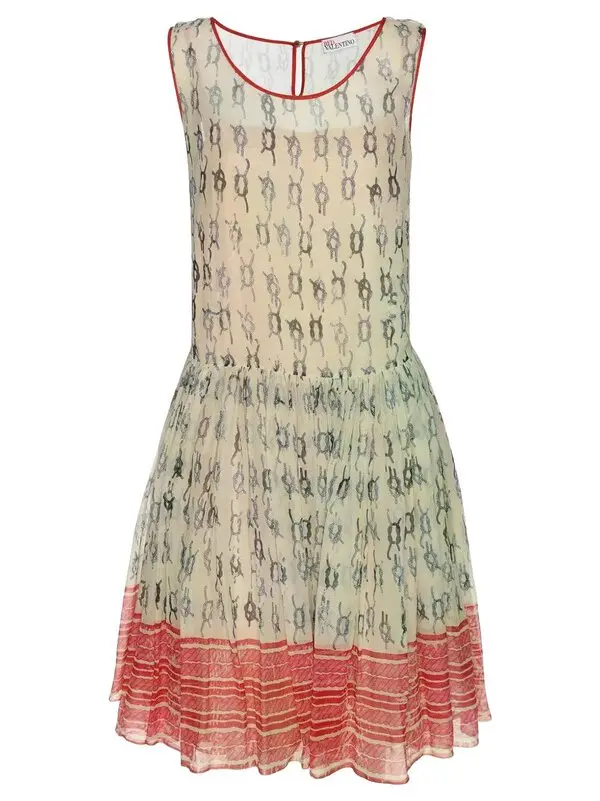 Valentino Garavani Chiffon Printed Mini Dress - Neutrals