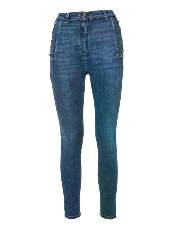 Elisabetta Franchi Button-embellished Jeans - Blue