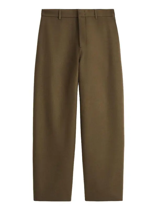 Cos Double-faced Wool Wide-leg Pants - Brown