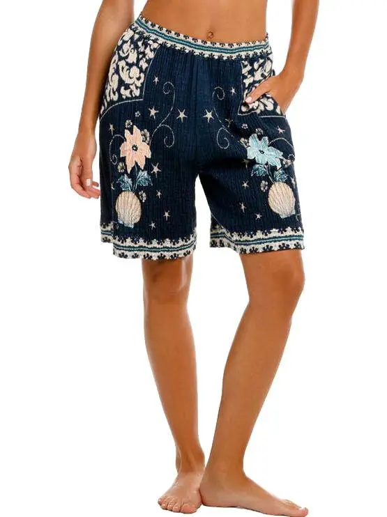 Agua Bendita Floral Print Shorts - Blue