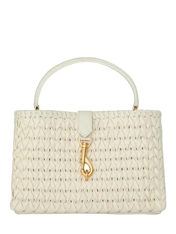 Rebecca Minkoff Megan Woven Top Handle Handbag - Porcelain