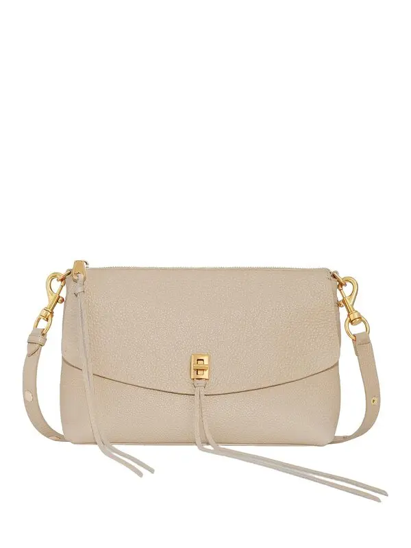 Rebecca Minkoff Darren Top Zip Leather Shoulder Bag - Stone