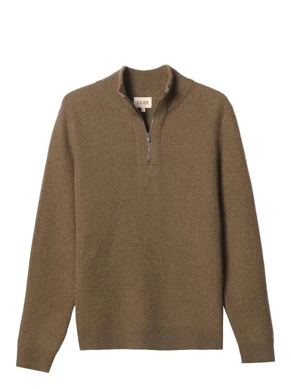 Gobi Cashmere Cashmere Waffle Knit Half-zip Sweater - Cub