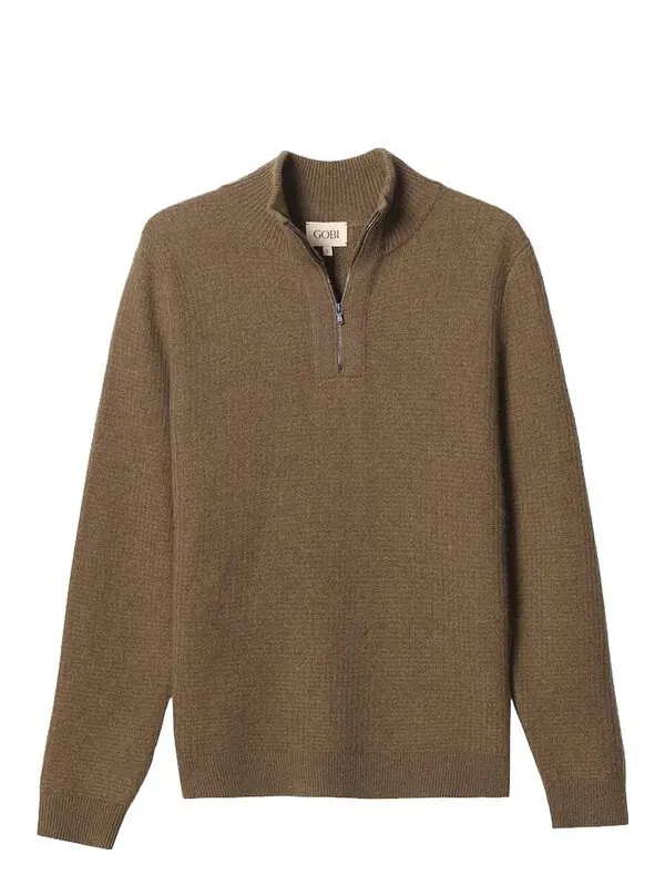 Gobi Cashmere Pure Cashmere Waffle Knit Half-zip Sweater - Cub