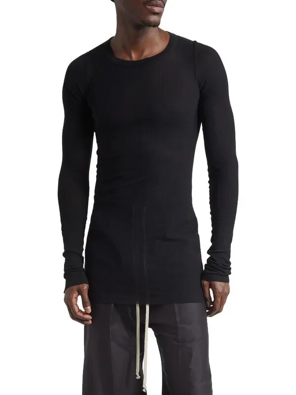 Rick Owens Long Sleeve Rib T-shirt - Black