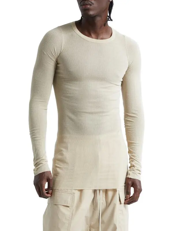 Rick Owens Long Sleeve Rib T-shirt - Sand