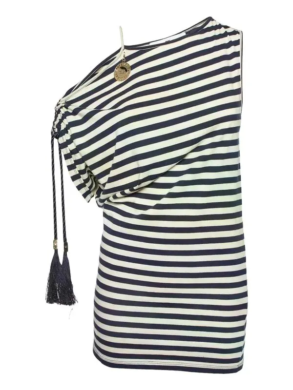 Elisabetta Franchi Striped Asymmetric Top - Blue