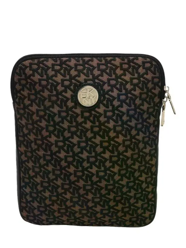 Dkny Canvas And Leather Clutch - Brown