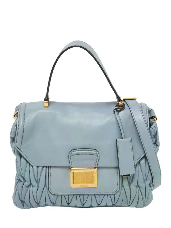 Miu Miu Matelassé Leather Cross Body Bag - Blue