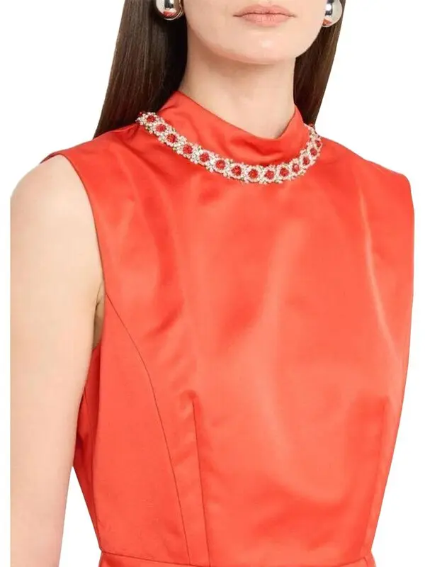 Saloni Floral Embellished Satin Mini Dress - Bright Sca